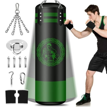 IRON BAR Heavy Bag Full Kit Boxing Punching Bag with Gloves Unfilled ...
