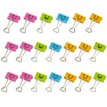 20PCS Smile Face Design Metal Binder Clips Paper Clamp Clips Dovetail ...
