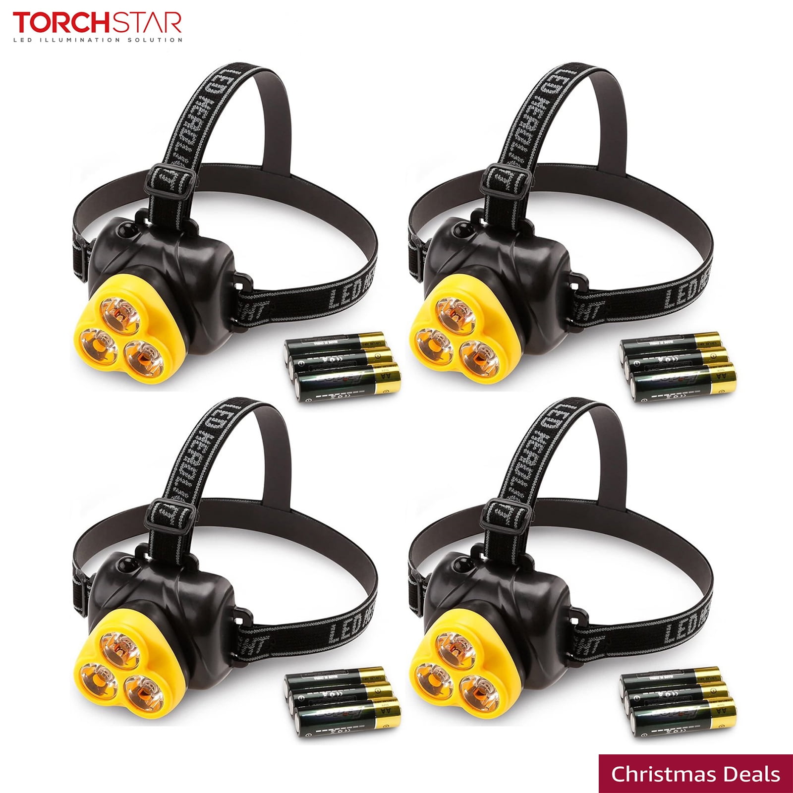 4 Pack Adjustable LED Head Lamp, Outdoor Flashlight Headlamps, High ...