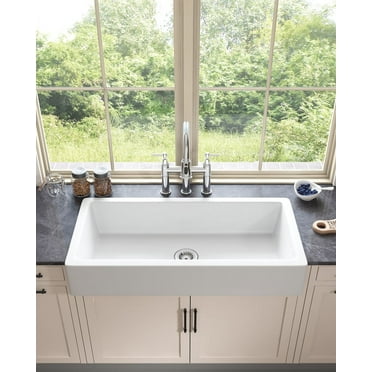 Mondawe Farmhouse Sink 33 inch Fireclay Apron Front Single Bowl ...