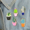 Sunjoy Tech 5 Pcs Cute Enamel Lapel Pins Sets Cartoon Cactus Potted ...