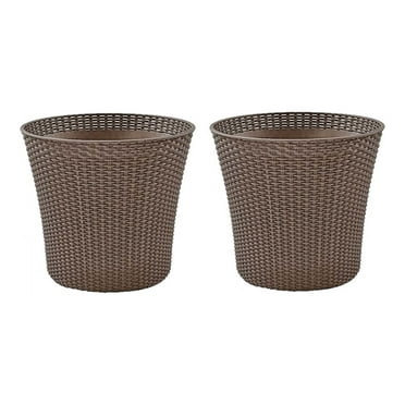 DecMode 27", 23", 19"H Handmade Slatted Frame Brown Wicker Planter with ...