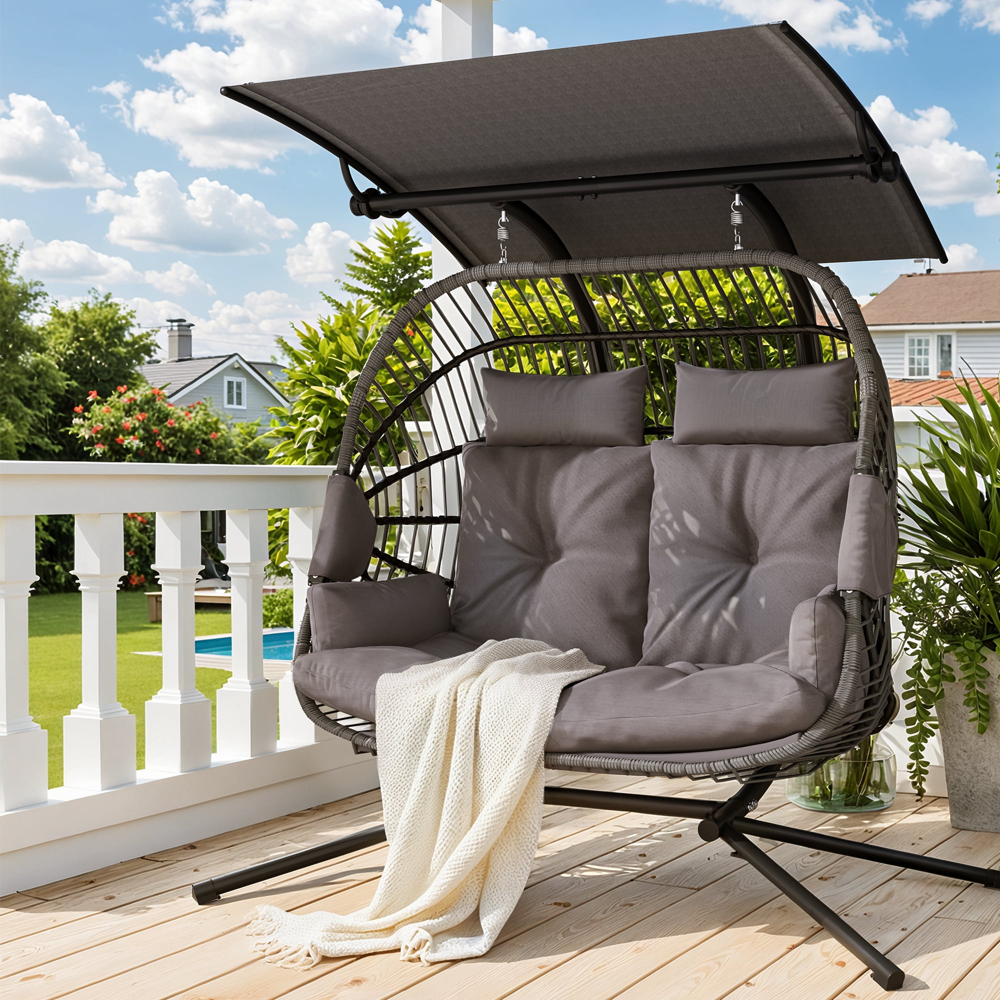 Click here for Mellcom Double Egg Chair With Adjustable Canopy  H... prices