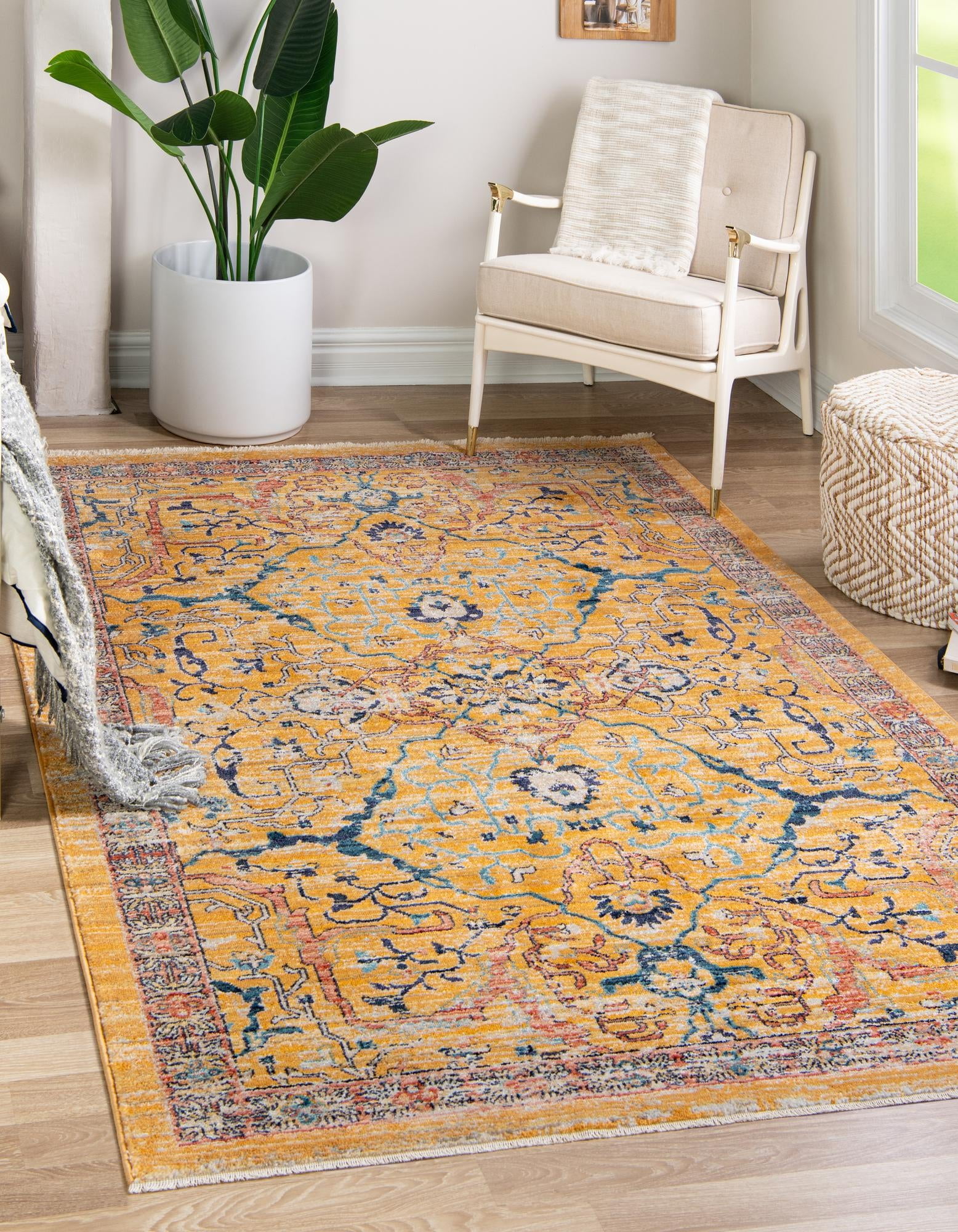 Rugs.com Lola Collection Rug – 8' x 11' Yellow Medium Rug Perfect For ...