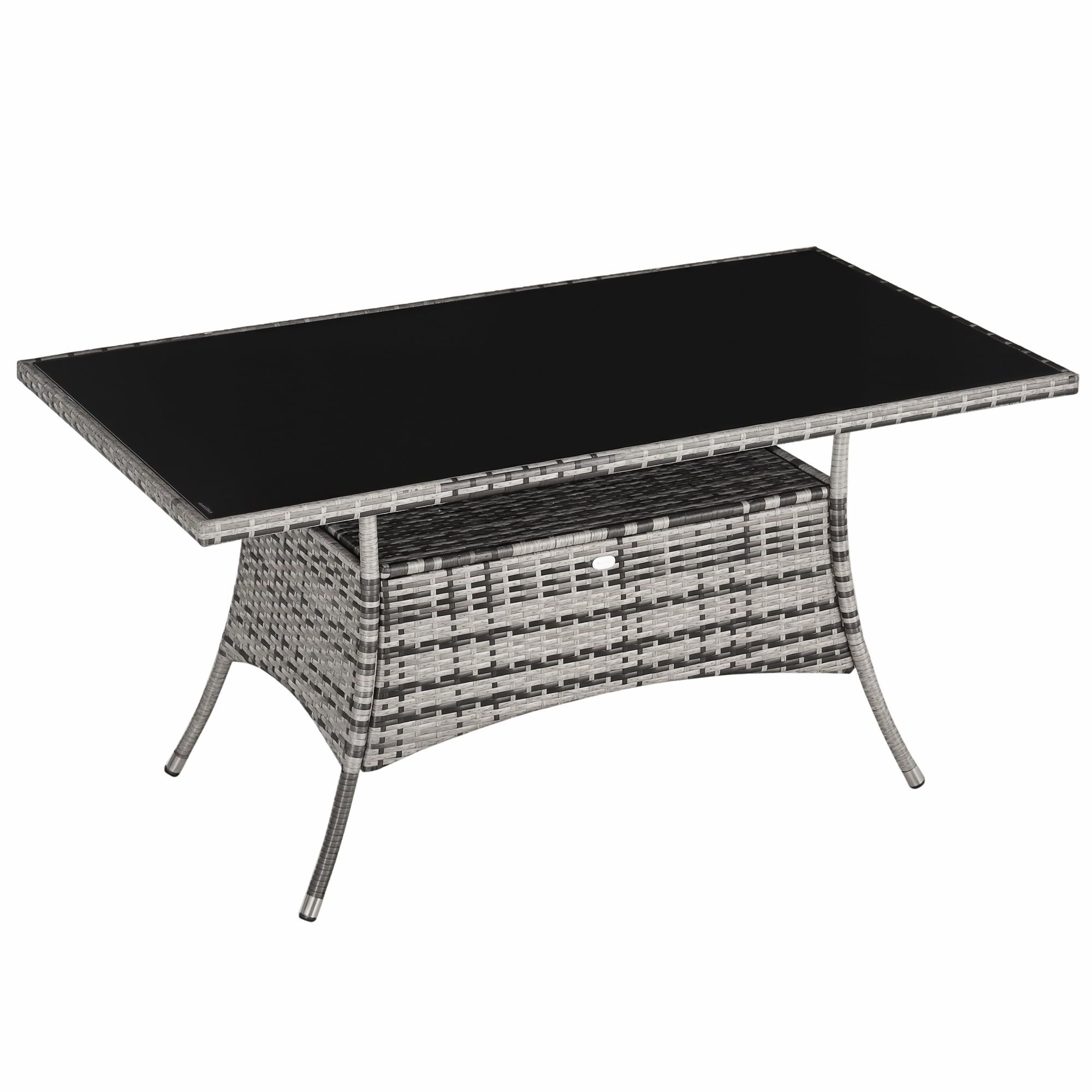 Click here for Outsunny Patio Rattan Dining Table With Tempered G... prices