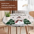 Christmas Snowman Round Tablecloth, Fitted Table Cover with Elastic for ...