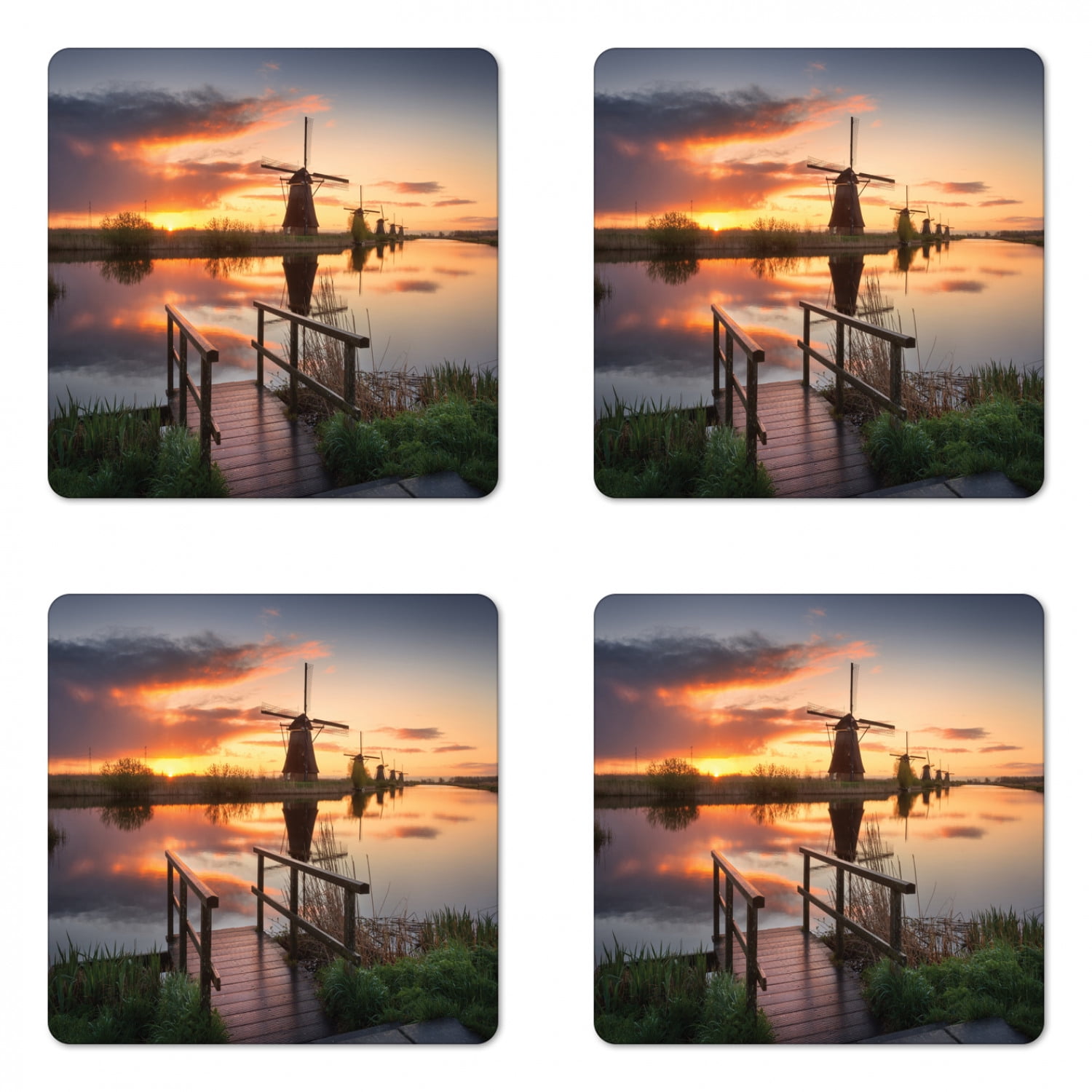 Nature Coaster Set of 4, Landscape with Traditional Famous Dutch ...