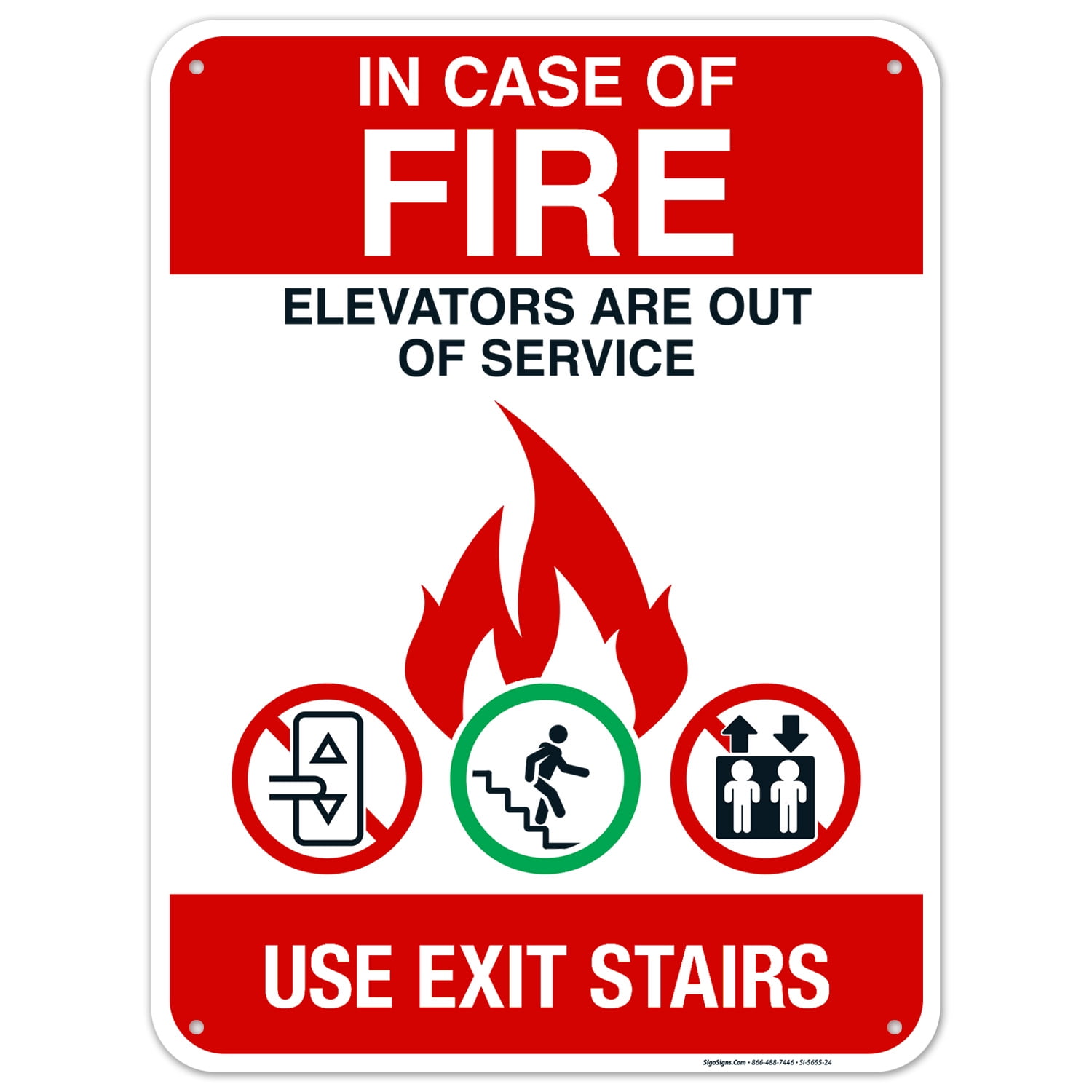 In Case Of Fire Elevators Are Out Of Service Use Exit Stairs Sign, Fire ...