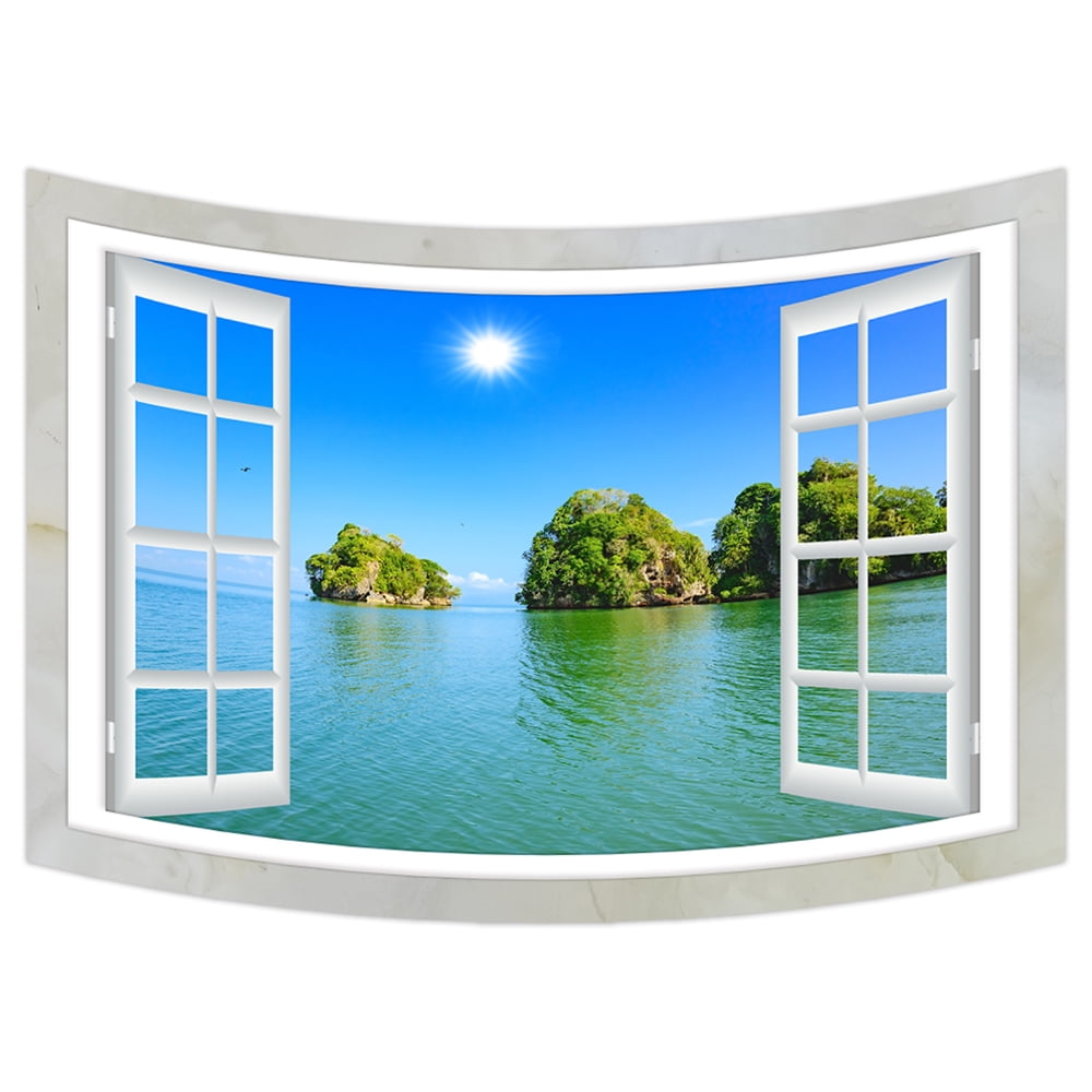 YKCG Window Ocean View Wall Hanging Tapestry Wall Art 90x60 inches ...