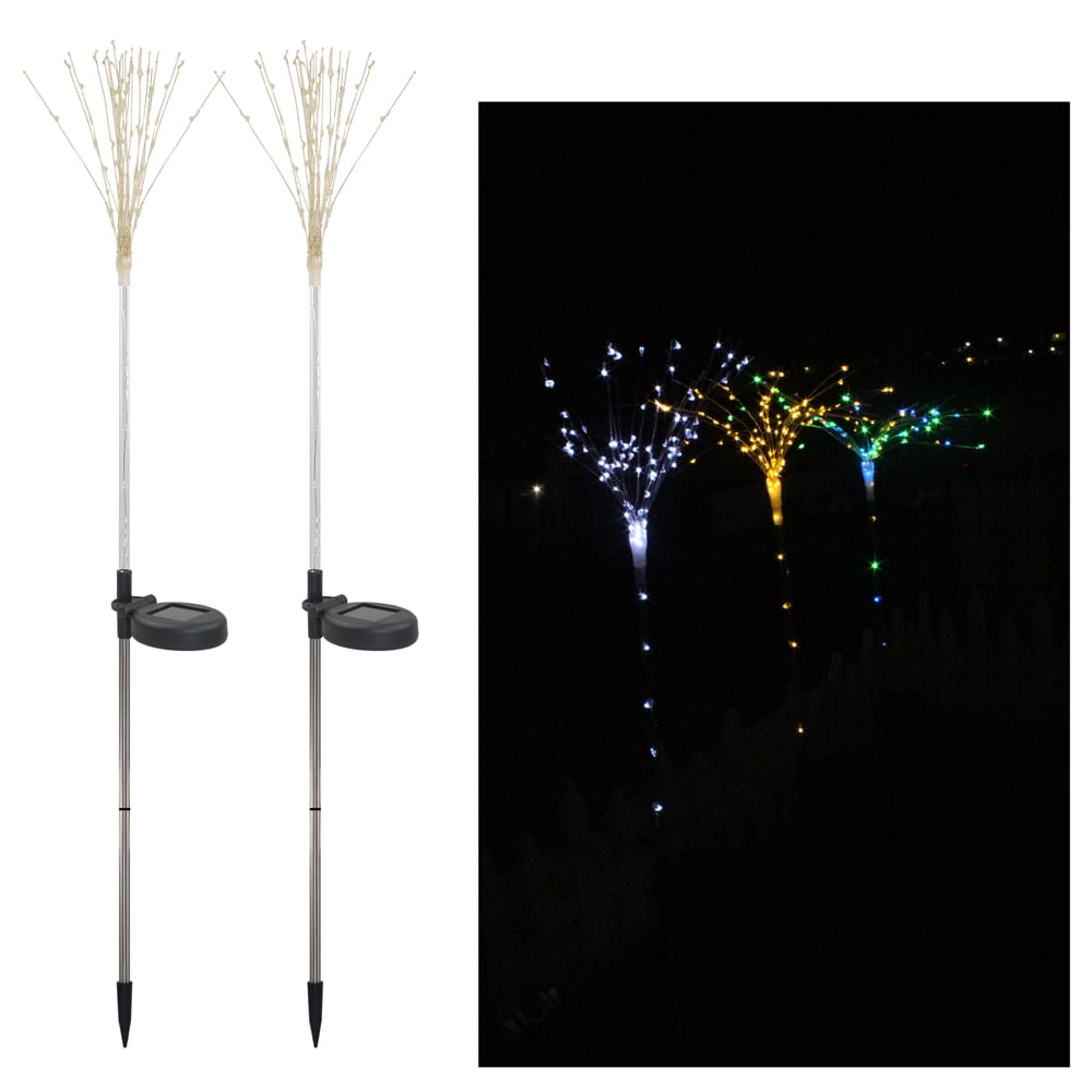 2 Pack Solar Fireworks Tree Lights With Light Sensor 100-LEDs DIY Shape ...