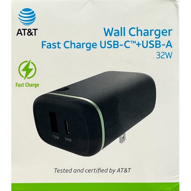AT&T Dual Port 32W Power Delivery Wall Block (USB-C + USB-A) - Walmart.com
