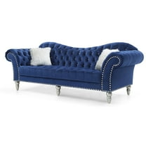 Kingway Furniture Alcona Velvet Living Room Sofa in Blue - Walmart.com