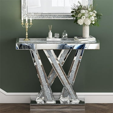 Console Table with LED Lighting Silver - Walmart.com