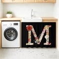 Black Letter M Flower Cabinet Curtains 28" W x 35" L Watercolor ...