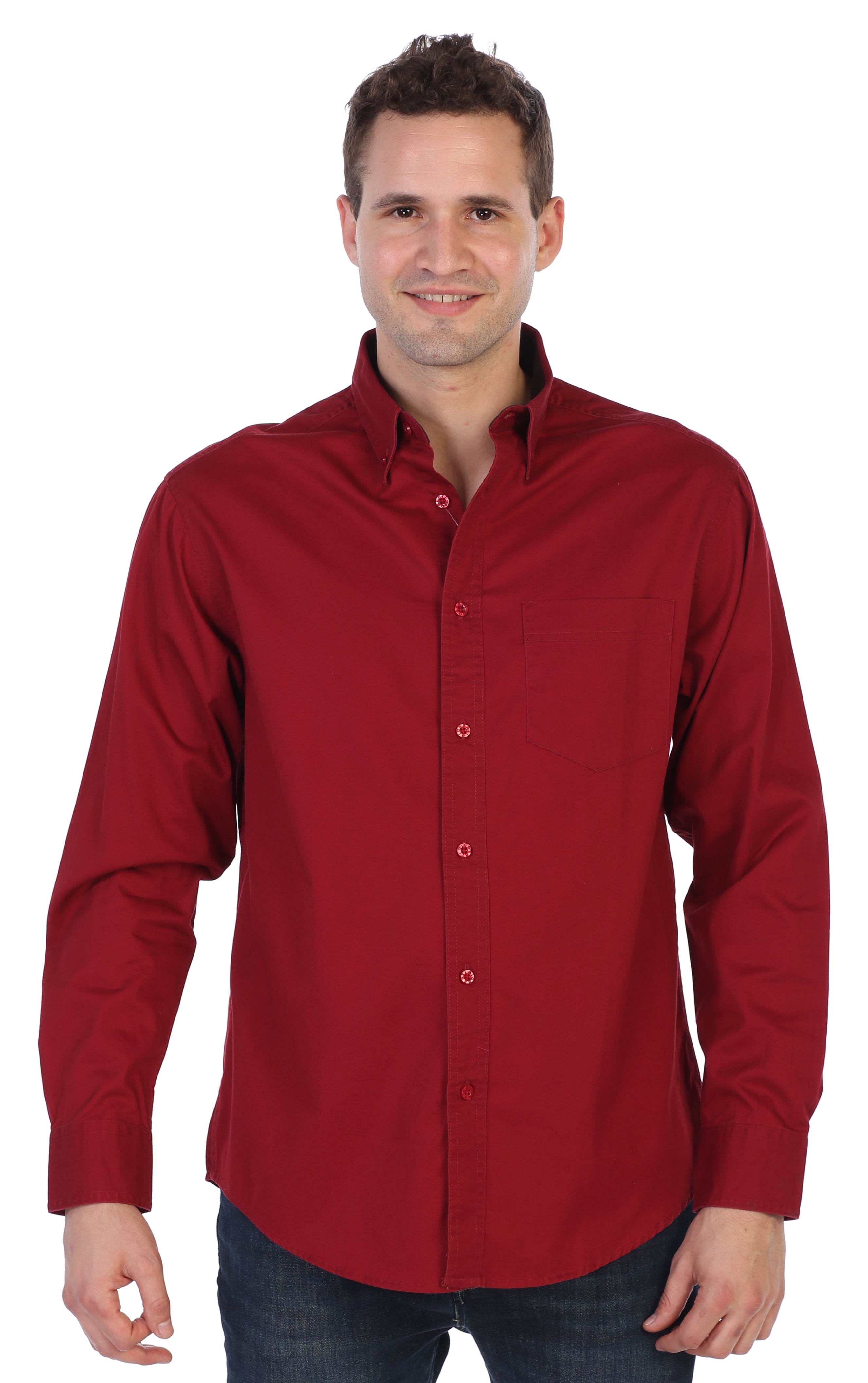 Gioberti Mens 100% Cotton Twill Oxford Shirt with Contrast - Walmart.com