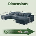 136" U-Shaped Modular Sectional Sofa with Ottoman, Deep Seat Corduroy ...