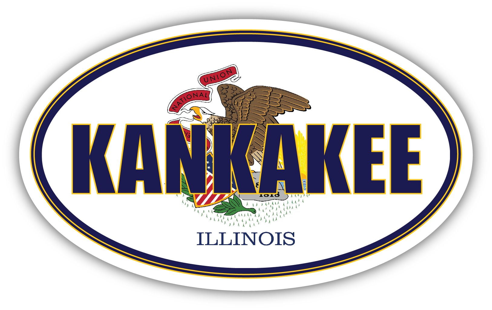 Kankakee City Illinois State Flag | IL Flag Kankakee County Oval State ...