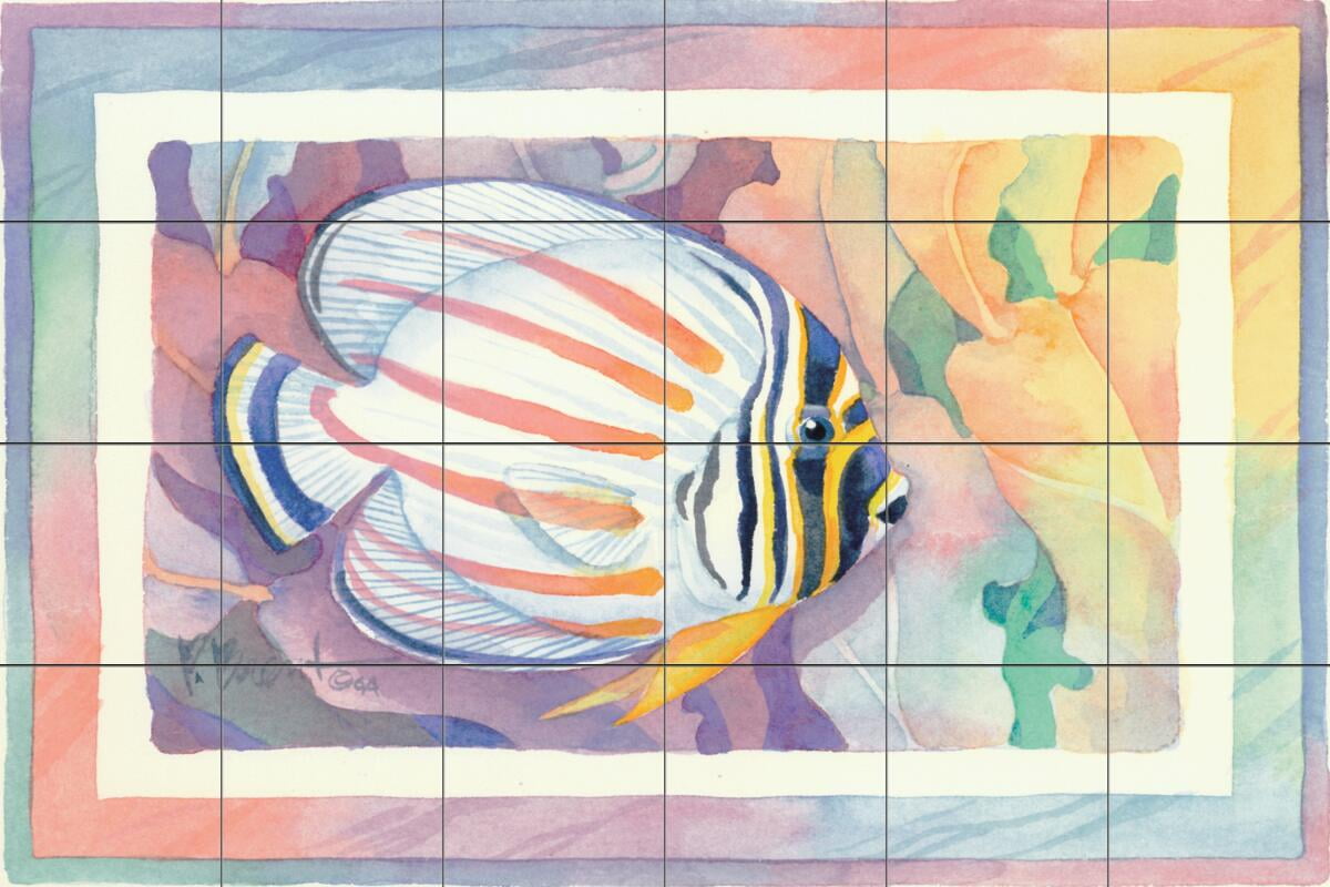 Tile Mural Bathroom Backsplash - Ornate Butterfly Fish - by Paul Brent ...