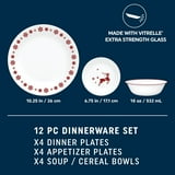 Corelle Winter Holiday 12 Piece Dinnerware Set, Rudolph, Dishwasher and ...