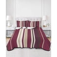 Colored Stripes Quilts Bedding Set King Size Abstract Purple Beige ...