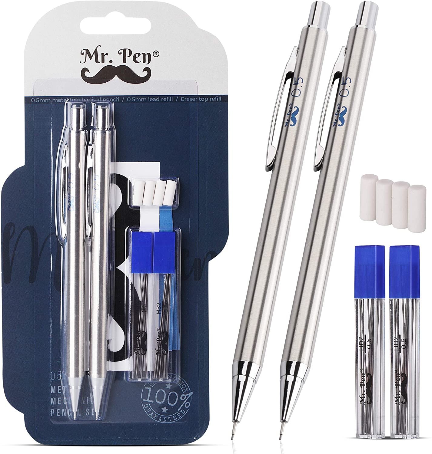 Mr. Pen- Mechanical Pencils 0.5, Pack of 2, Metal Mechanical Pencil ...