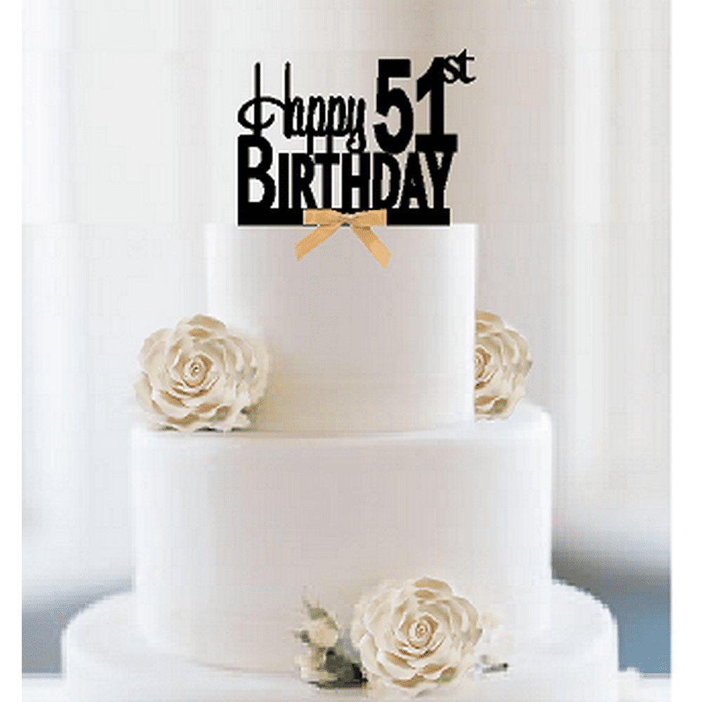 Item#051CTGR - Happy 51st Birthday Elegant Cake Decoration Topper with ...