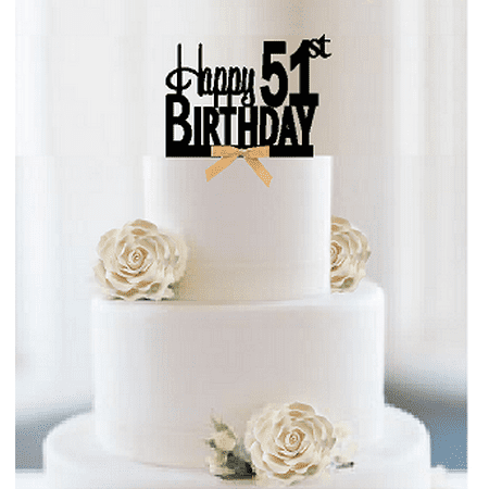Item#051CTGR - Happy 51st Birthday Elegant Cake Decoration Topper with ...