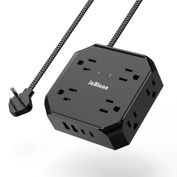Flat Plug Power Strip 6 Ft, Ultra Thin Extension Cord, 3 Outlets USB ...