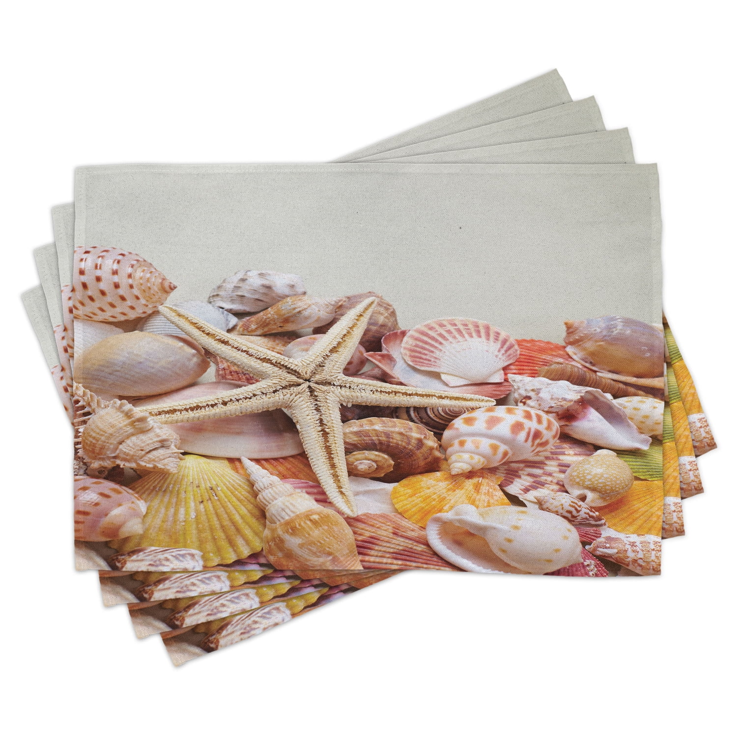 Seashells Placemats Set of 4 Pile of Seashells Nature Collection Beach ...