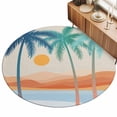 Bohemia Coconut Tree Sunset Round Rug 3ft Summer Beach on Burlap ...