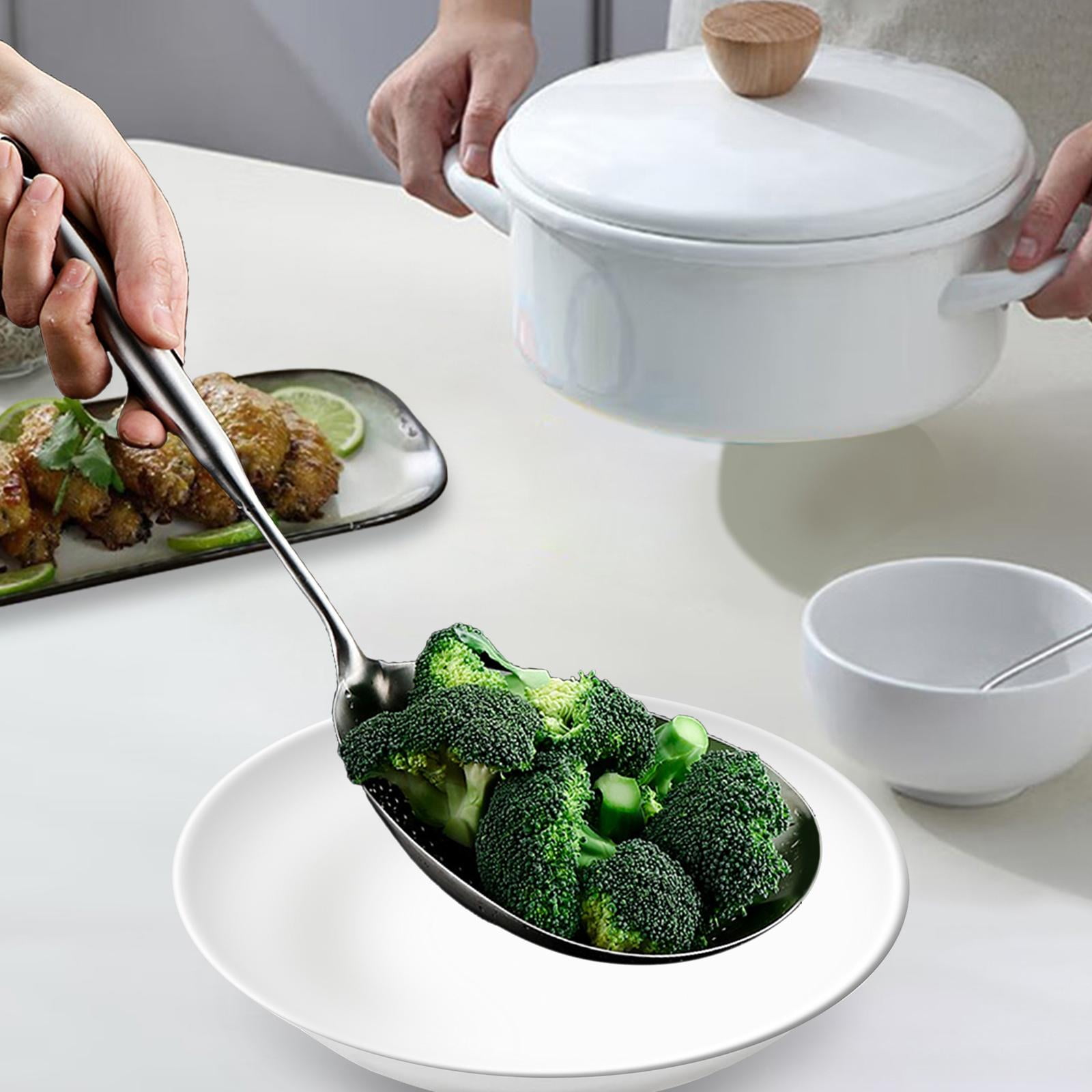 Cooking Skimmer Slotted Spoon Stainless Steel Frying Skimmer Spoon ...