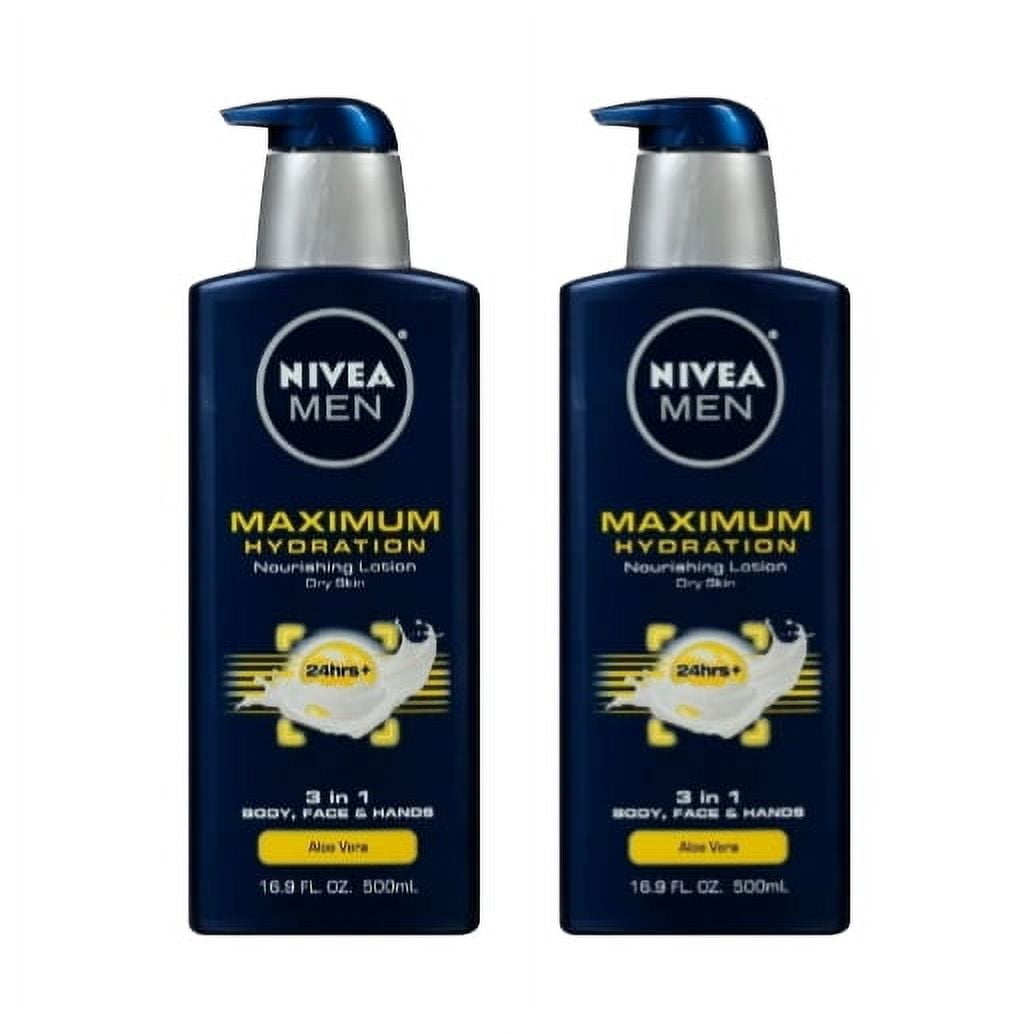 NIVEA MEN Maximum Hydration 3-in-1 Body Lotion, 16.9 Fl Oz Bottle (2 ...