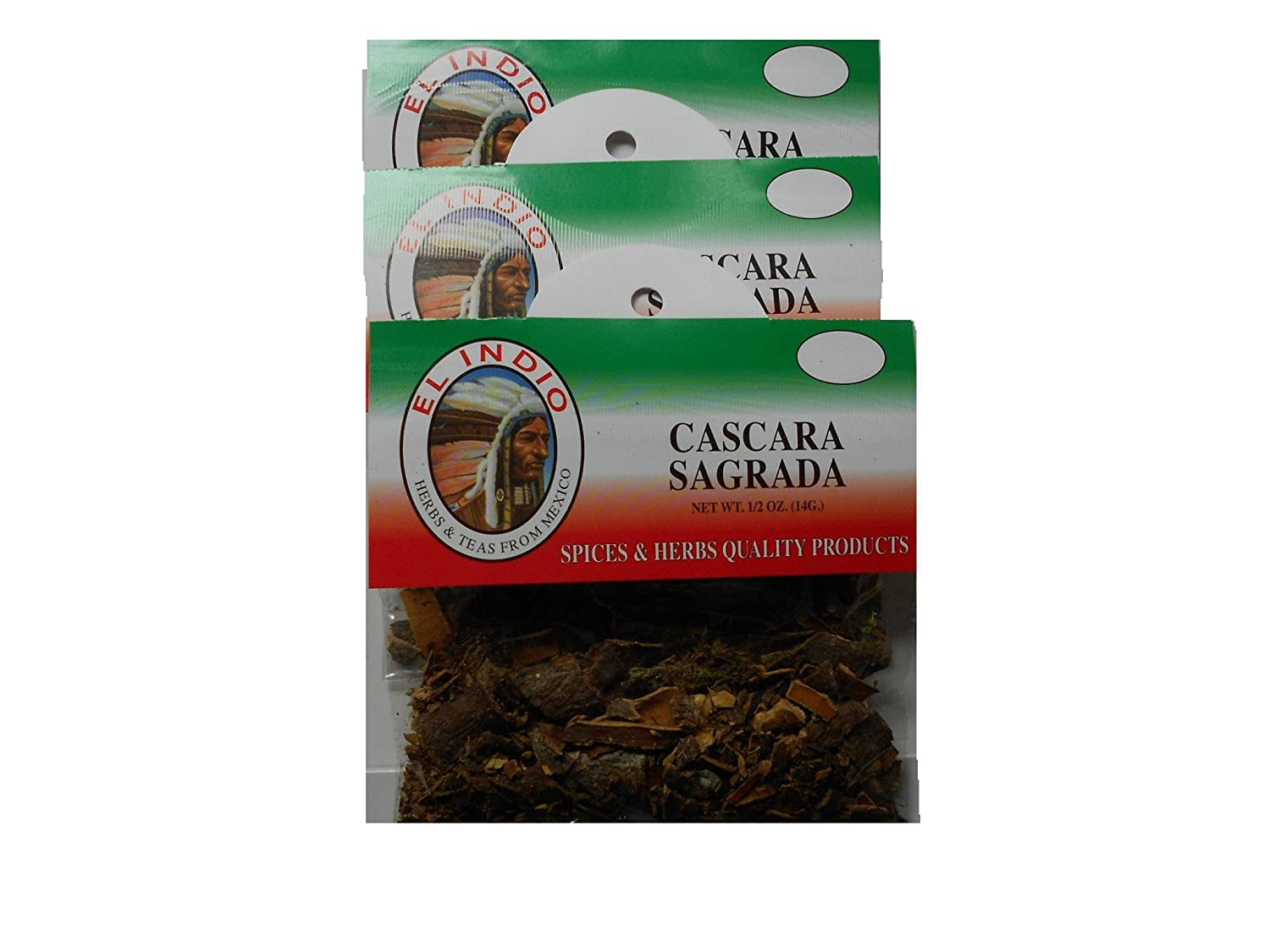El Indio Tea/ Hierba Cascara Sagrada-Dried Natural Herbs Net Wt. 1/2 oz ...