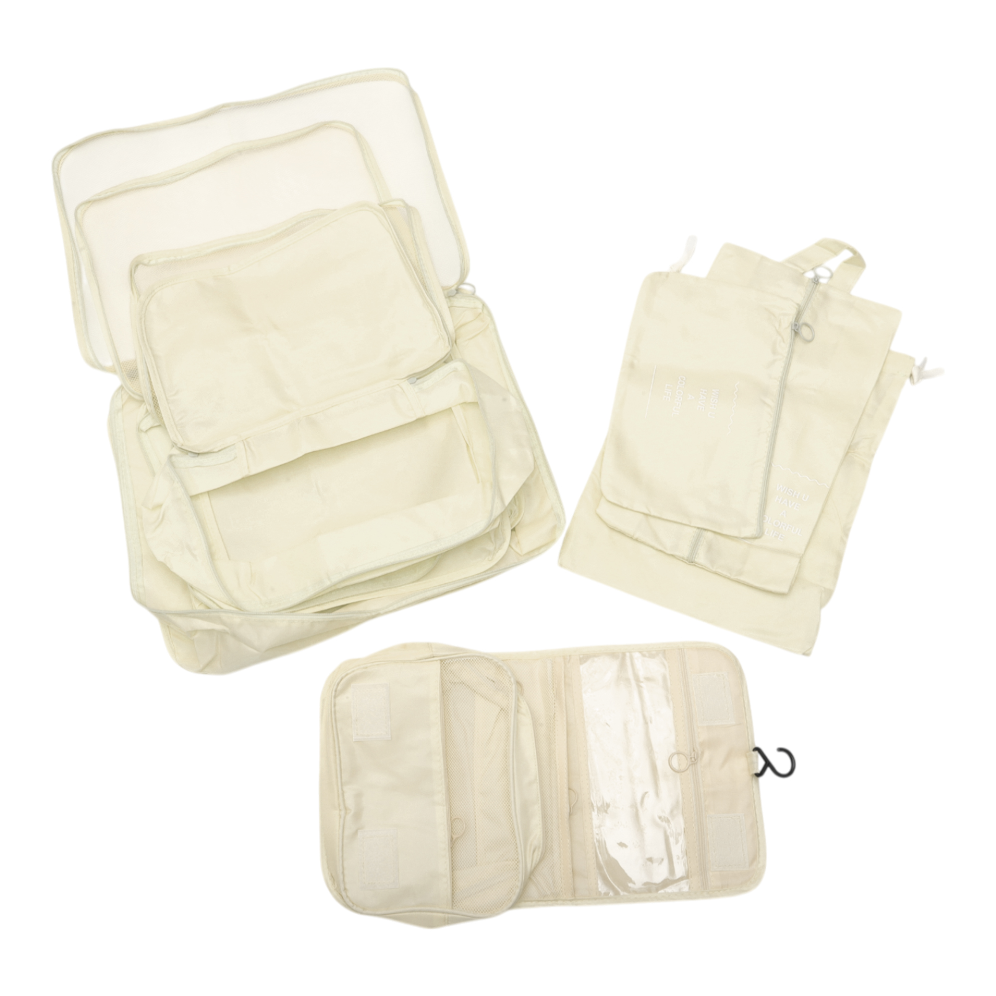 Conjunto de 8 Cubos de Empaque Portátiles para Equipaje Beige | Bodega ...