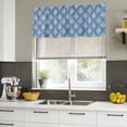 Blue Geometric Curtain Valances for Windows, Kitchen Valance Window ...
