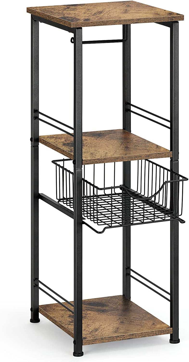 Freestanding Bathroom Shelf with Drawer Toilet Paper Storage Stand ...