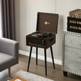 Arkrocket Nostalgic 3-Speed Vinyl Record Player with Bluetooth Speakers and Standing Wood Legs ...