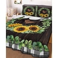 96x106in Quilt Bedding Set, Spring Green Yugal Leaves Sunflowers Bird ...