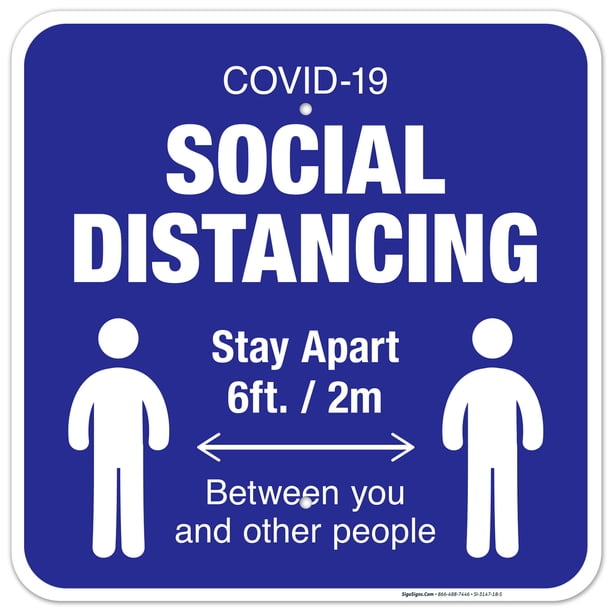 COVID-19 Social Distancing Sign, Social Distancing Keeping 6 Feet Apart ...
