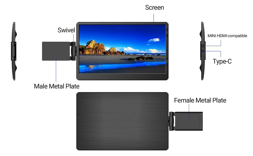 Buy Farfi 11.6 Inch Portable Monitor for Laptop Dual Monitors Extender ...