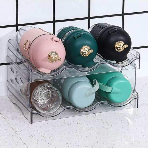 Uheoun Storage Bag Stackable Water Bottle Organizer, Water Bottle Rack ...