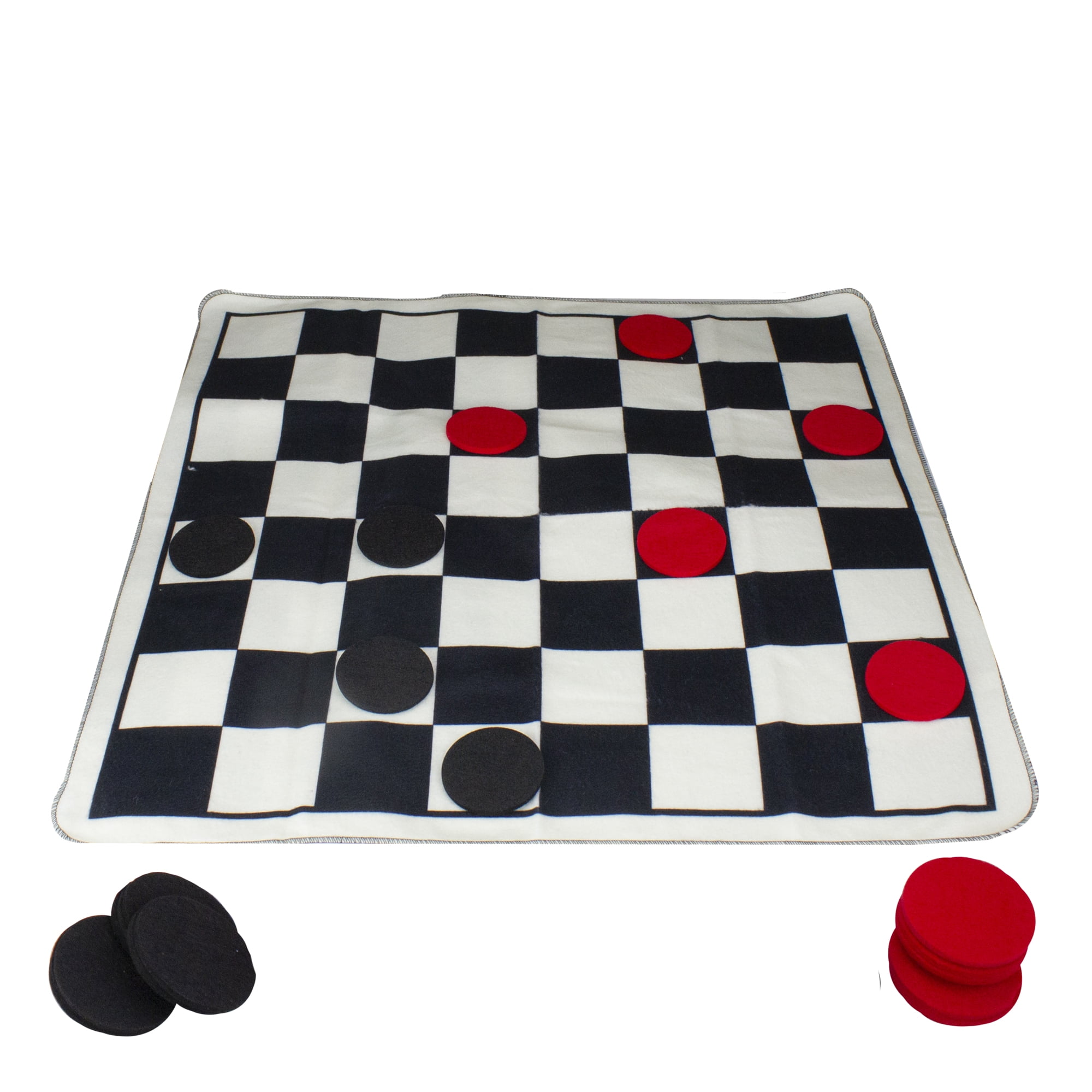 23.5" Fleece Black and White Checkers Game with Felt Checkers Pieces ...