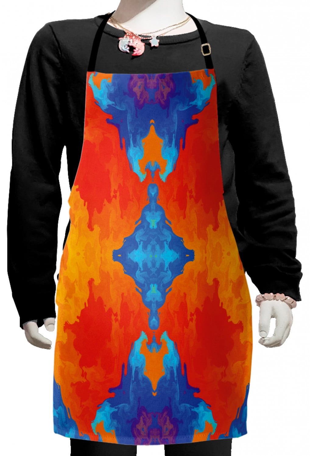 Abstract Kids Apron, Motif Vibrant Blue and Orange Psychedelic Image ...
