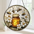 Bees and Honey Jar Stained Glass Suncatcher – Decorative Window Hanging ...