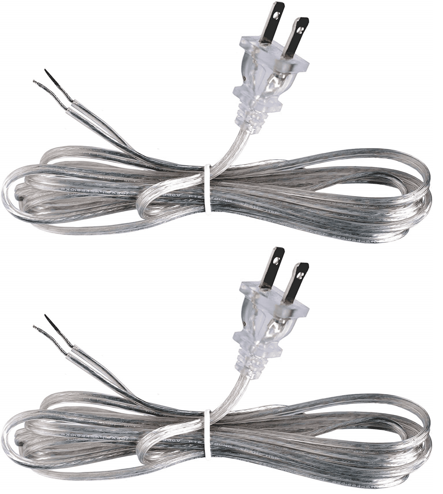 Silver Lamp Cord, 8 Foot Long Replacement Repair Part, 18/2 SPT-1 Wire ...