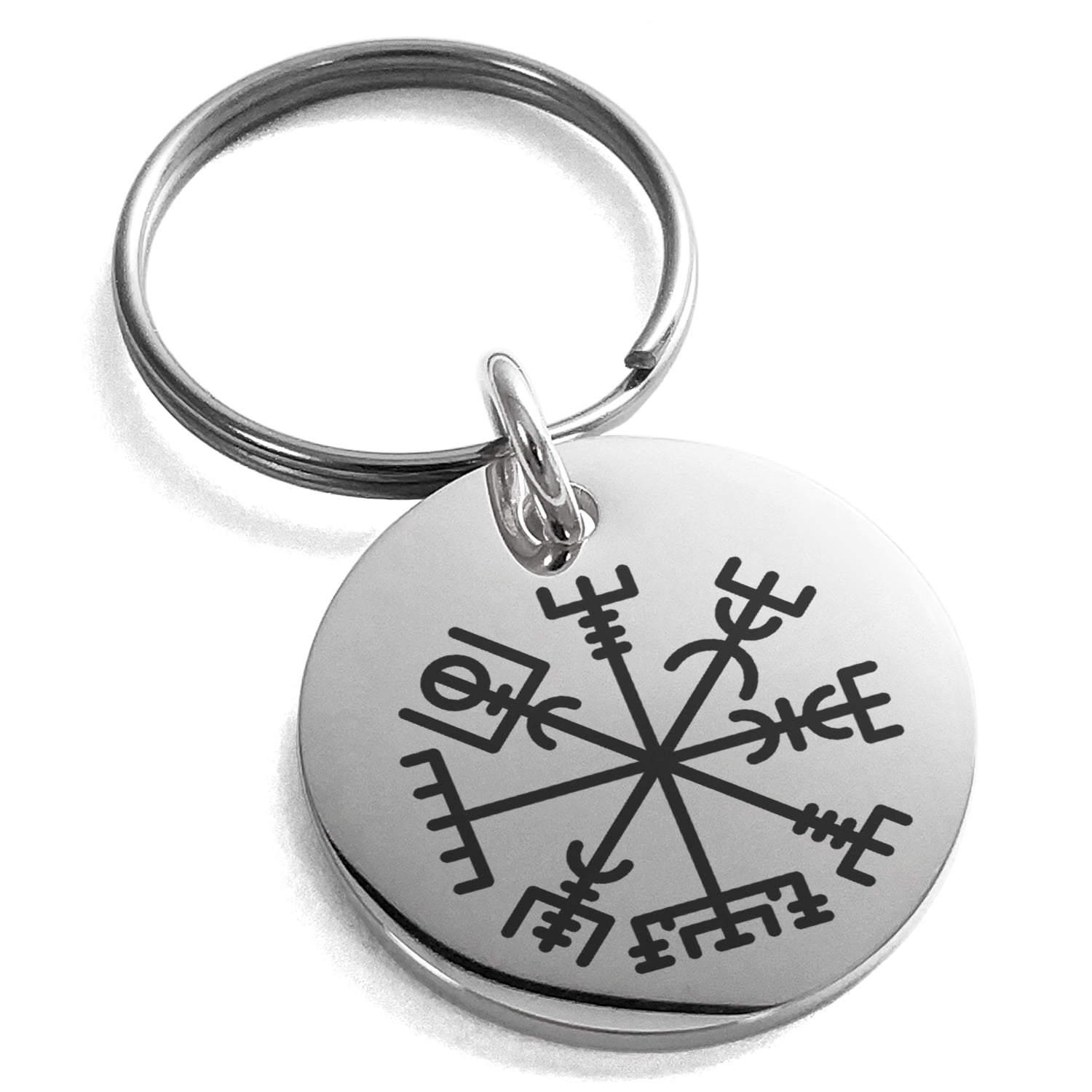 Stainless Steel Vegvisir Viking Compass Engraved Small Medallion Circle ...