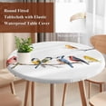 Birds Round Tablecloth, Fitted Table Cover with Elastic for 55"-60 ...