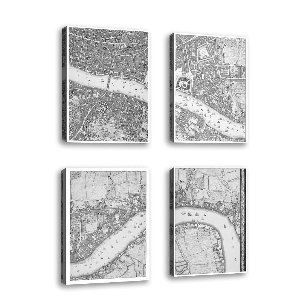 Set of 4 - Roque Sectional map of London 1748 - Contemporary Fine Art ...
