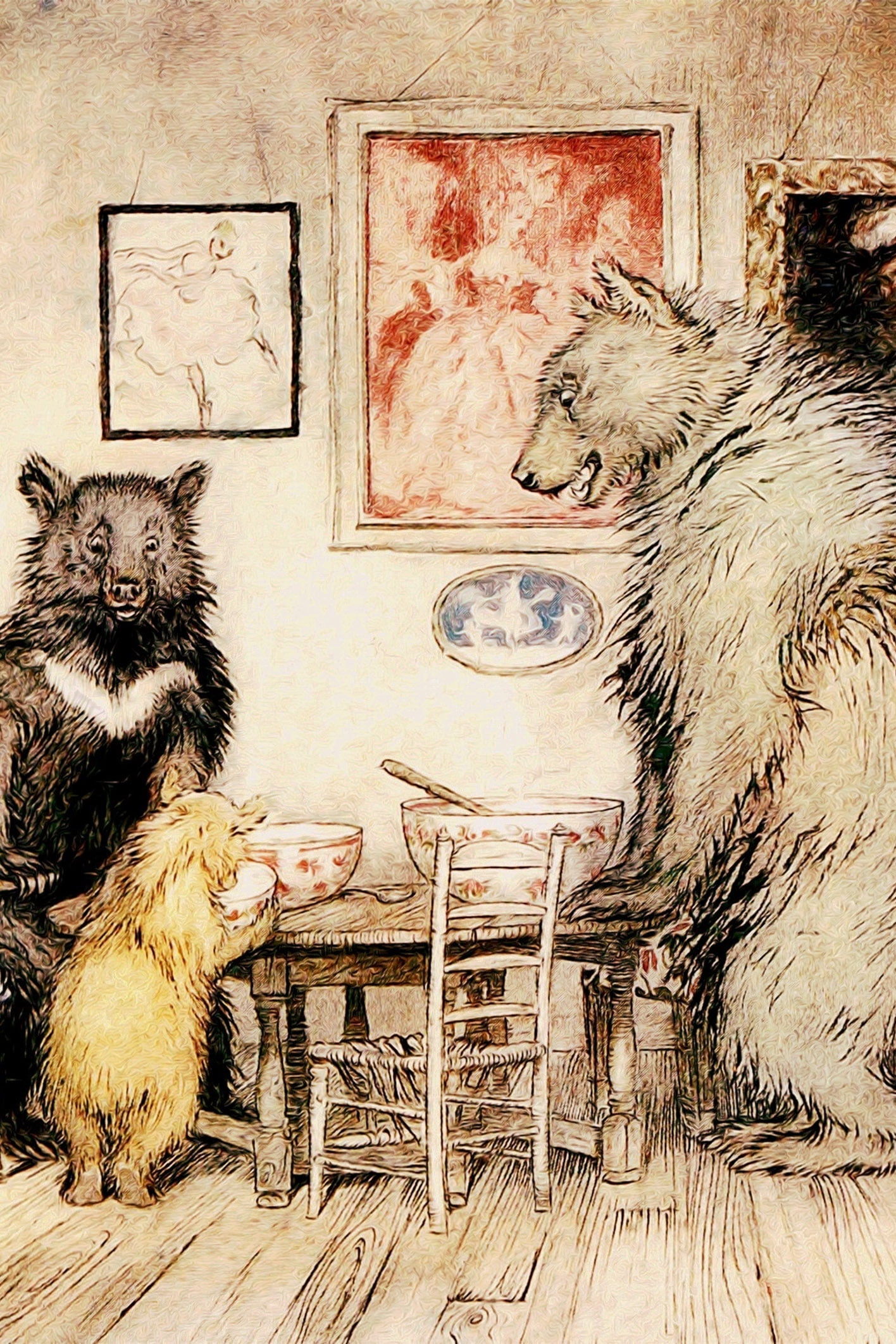 24x36 gallery poster, The Three Bears from Goldilocks, from English ...