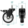 HOLKIE 4 inch Total Locking Stem Caster Wheels, 3/8" -16 x 1" Threaded ...